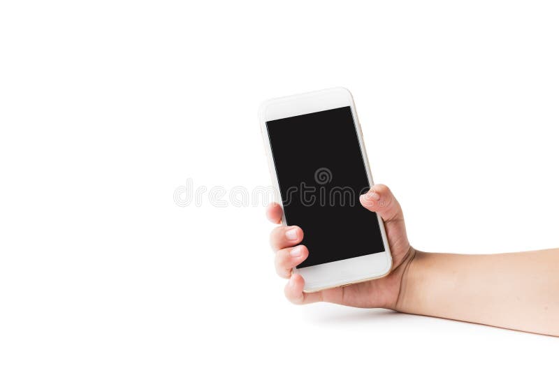 Mobile Phone in Boy Hand Isolated Stock Image - Image of closeup, hand ...