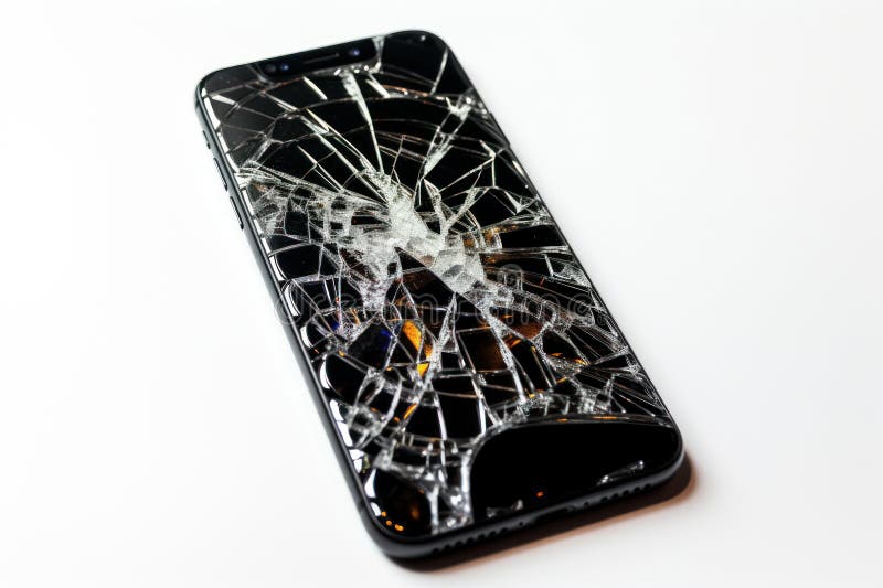 Mobile Phone with Broken Glass Screen. Stock Photo - Image of mobile ...