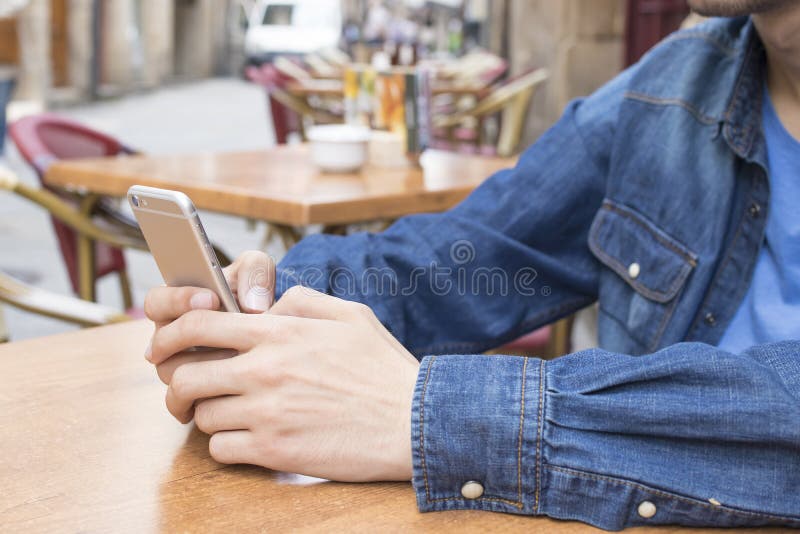 Mobile Phone in the Cafeteria Stock Image - Image of cell, street ...