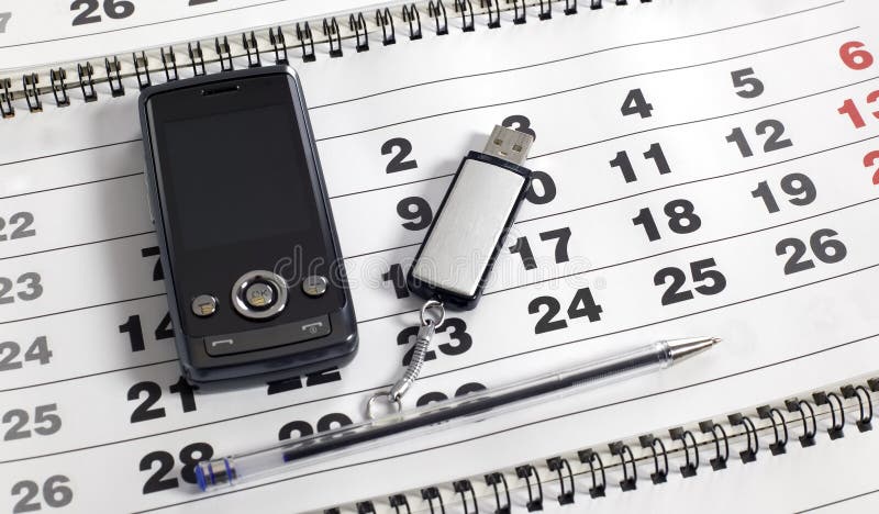 Mobile Phone on the Calendar Stock Photo - Image of business ...