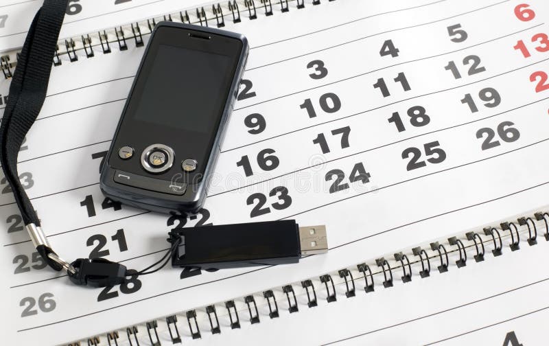 Mobile Phone on the Calendar Stock Photo - Image of communication ...