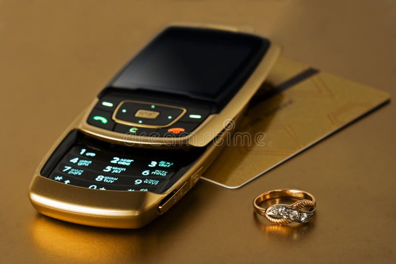 Mobile Phone with Card and Ring Stock Photo - Image of listen, card ...