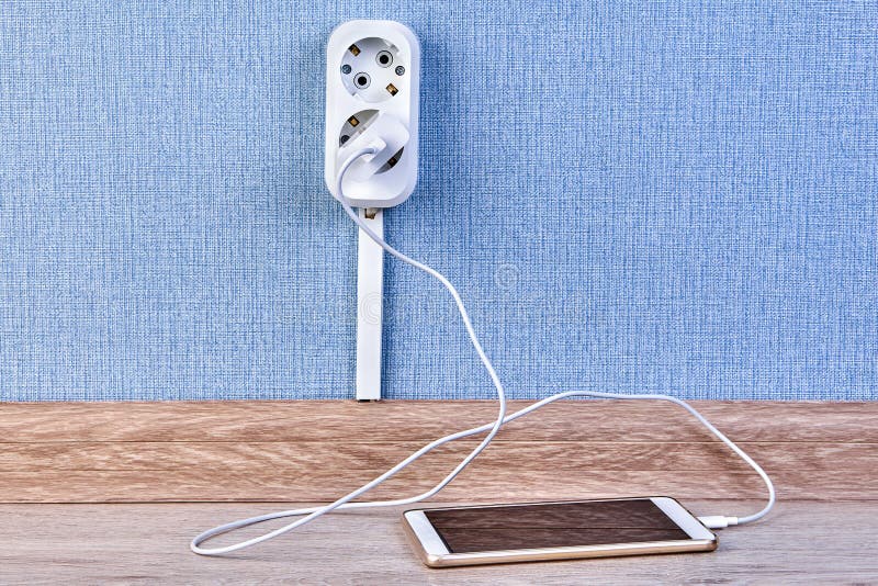 Mobile Phone is Charging with Wall Outlet Stock Photo - Image of ...