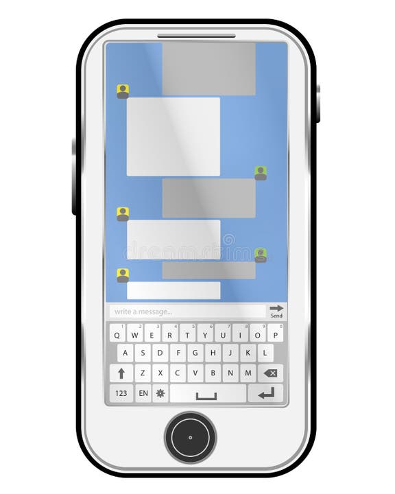 Mobile Phone Chat with Keyboard and Dialogue Stock Illustration ...