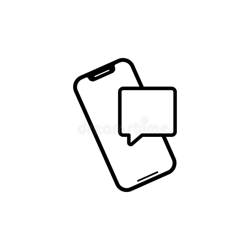 Mobile Phone Chat Message Line Icon. Smartphone and Pop Up Message. Sms ...