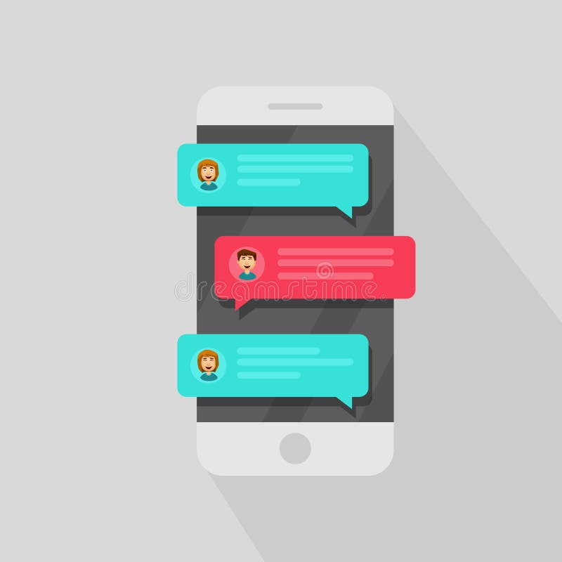 Mobile Phone Chat Message Notifications. Chatting Bubble Speeches ...