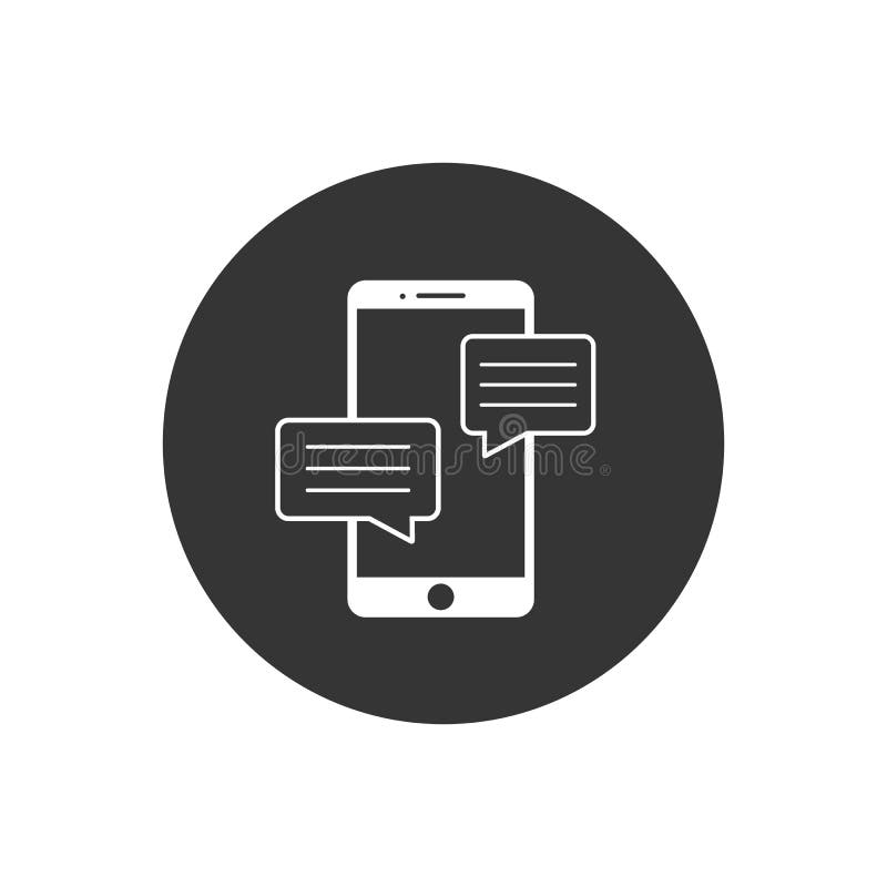 Mobile Phone Chat Sign Line Icon in Flat Style. Message Notifications ...