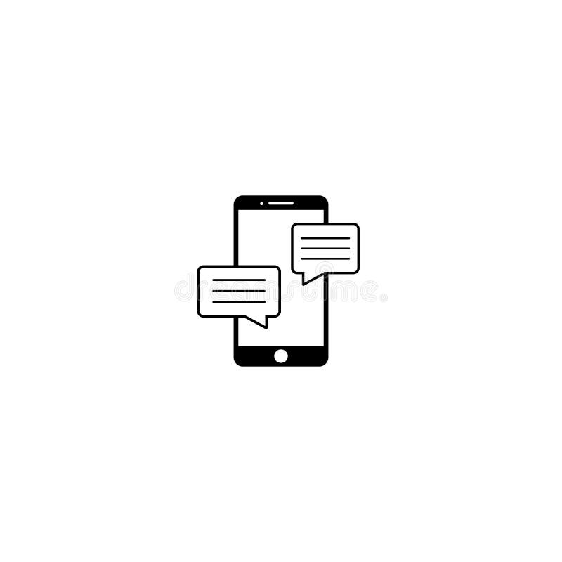 Mobile Phone Chat Sign Line Icon in Flat Style. Message Notifications ...