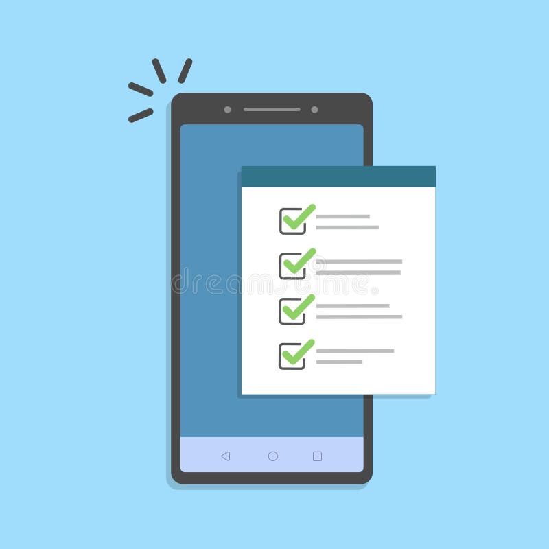Checkboxes on Smartphone Screen Stock Vector - Illustration of feedback ...