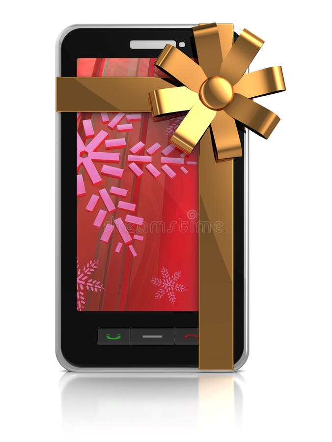 Mobile Phone Christmas Gift Stock Illustration - Illustration of ...