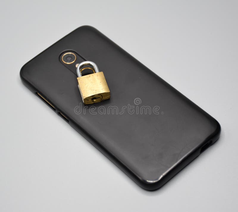 Mobile Phone with a Closed Padlock on Top of the Camera. Stock Photo ...