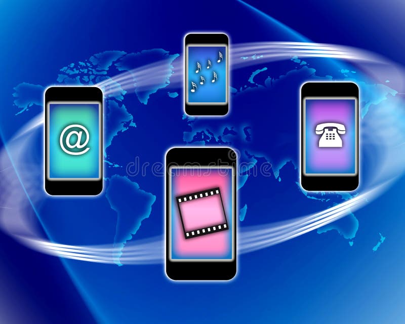 Mobile Phone Communication stock illustration. Illustration of earth ...
