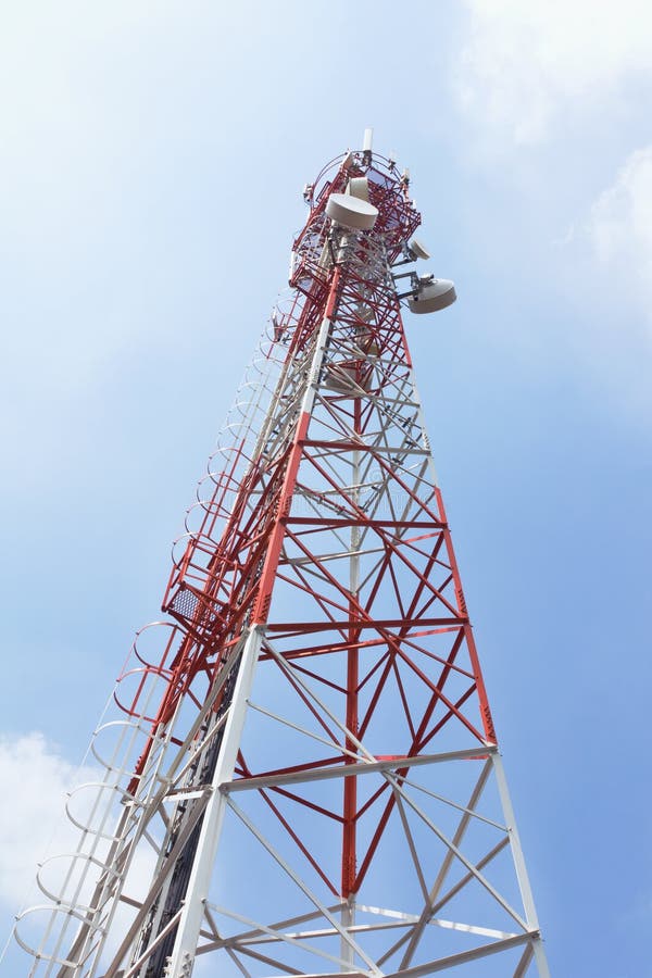Mobile Phone Communication Tower Stock Image - Image of mast, radio ...