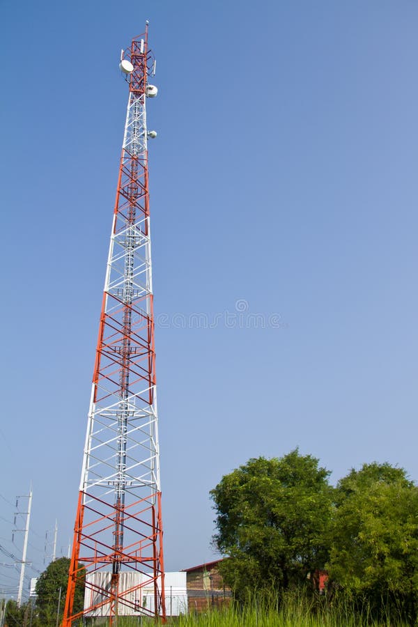 Mobile Phone Communication Tower Stock Photo - Image of network ...