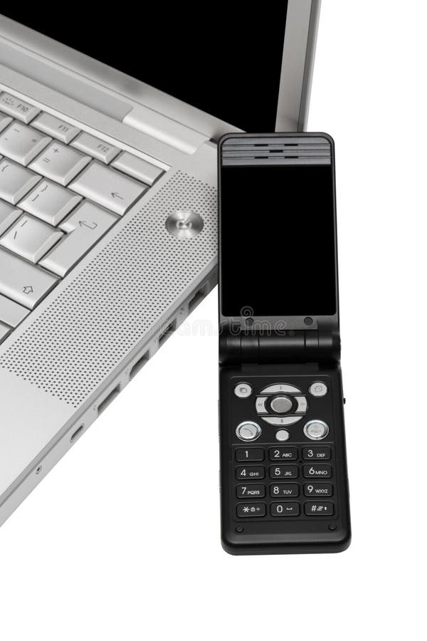 Laptop and mobile phone stock image. Image of button, technology - 4477277