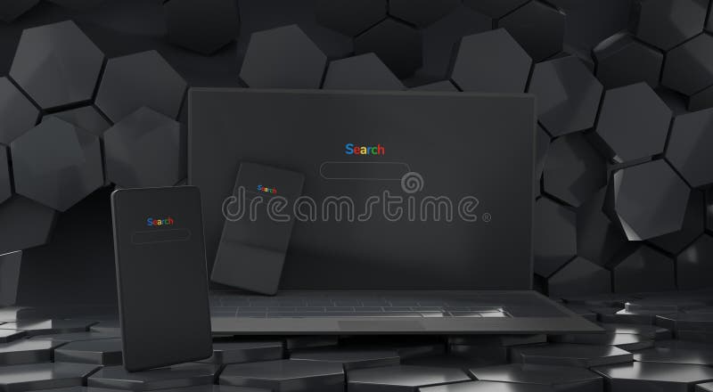 Mobile Phone and Computer Dark Design 3d-illustration Stock ...