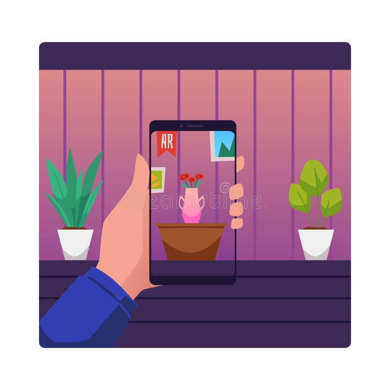 Mobile Phone with Computer Generated Reality on the Screen, Concept of ...