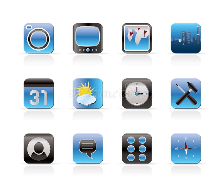 Mobile Phone and Computer Icon Stock Vector - Illustration of build ...