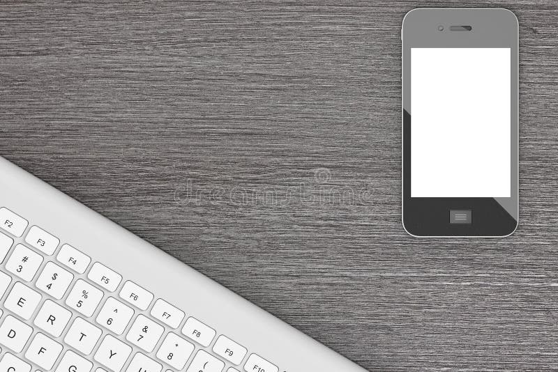 Mobile Phone with Computer Keyboard. 3d Rendering Stock Illustration ...