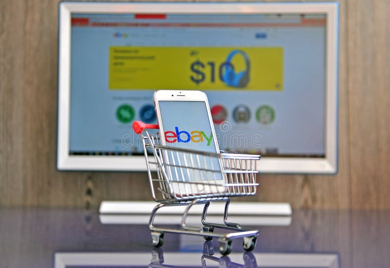 Mobile Phone and Computer Screen with Logo of Ebay Editorial Stock ...