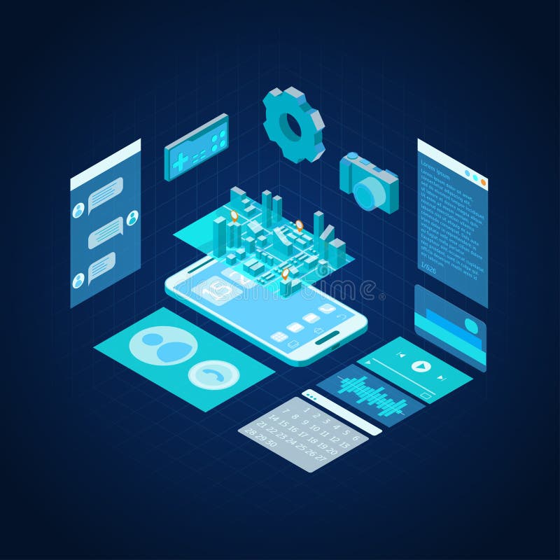 Mobile Phone Concept 3d Isometric View. Vector Stock Vector ...