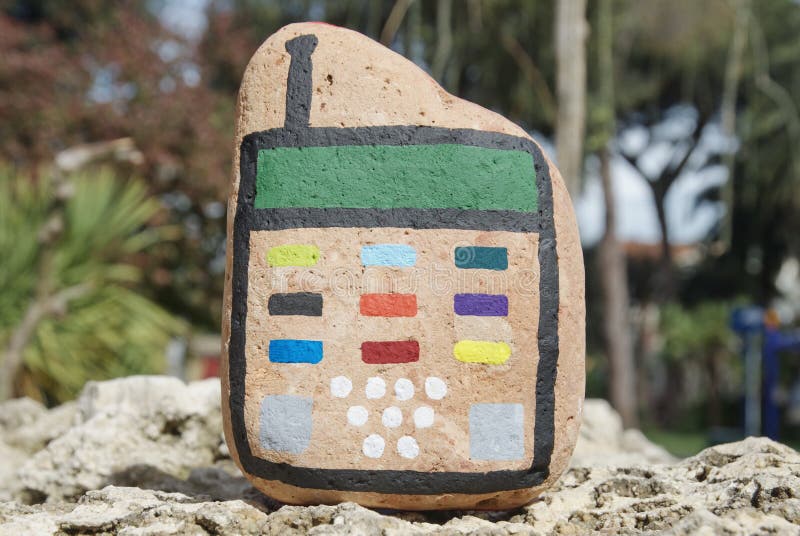 Mobile Phone Concept Painted on a Stone Stock Photo - Image of celly ...
