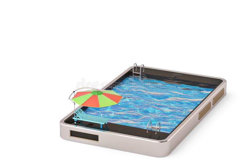 Mobile Phone Concept Touchscreen Smart Phone with Swimming Pool. Stock ...
