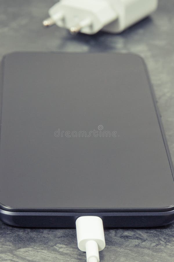 Mobile Phone with Connected Plug of Charger. Smartphone Charging Stock ...