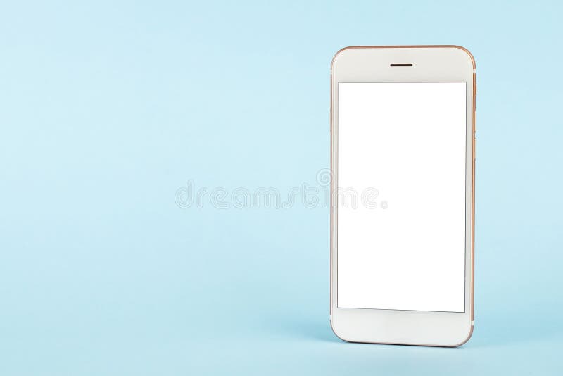 Mobile Phone with Copy Space on Blue Background, Minimal Technology ...