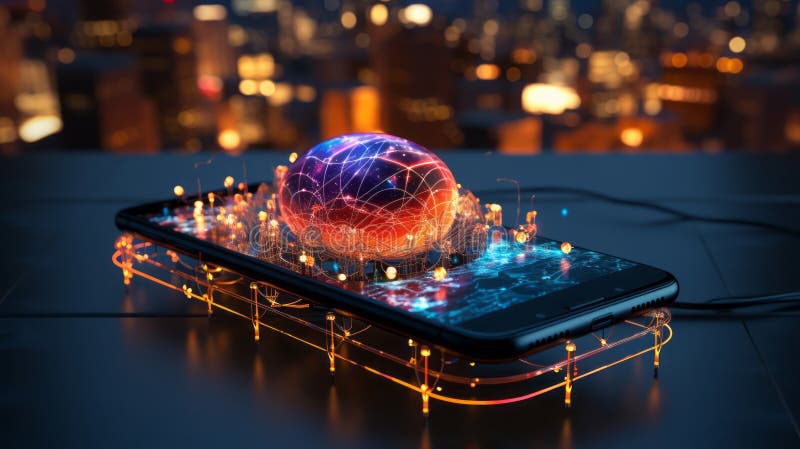 Mobile phone with core stock illustration. Illustration of mobile ...