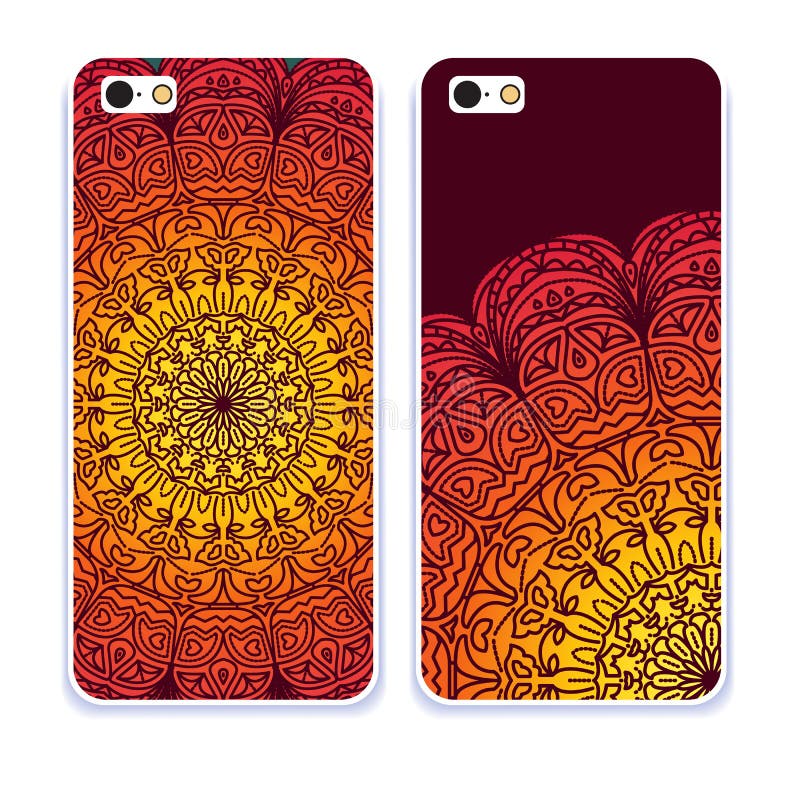 Mobile Phone Cover Back Pattern Template Vector Illustration Editable Elements Under Clipping