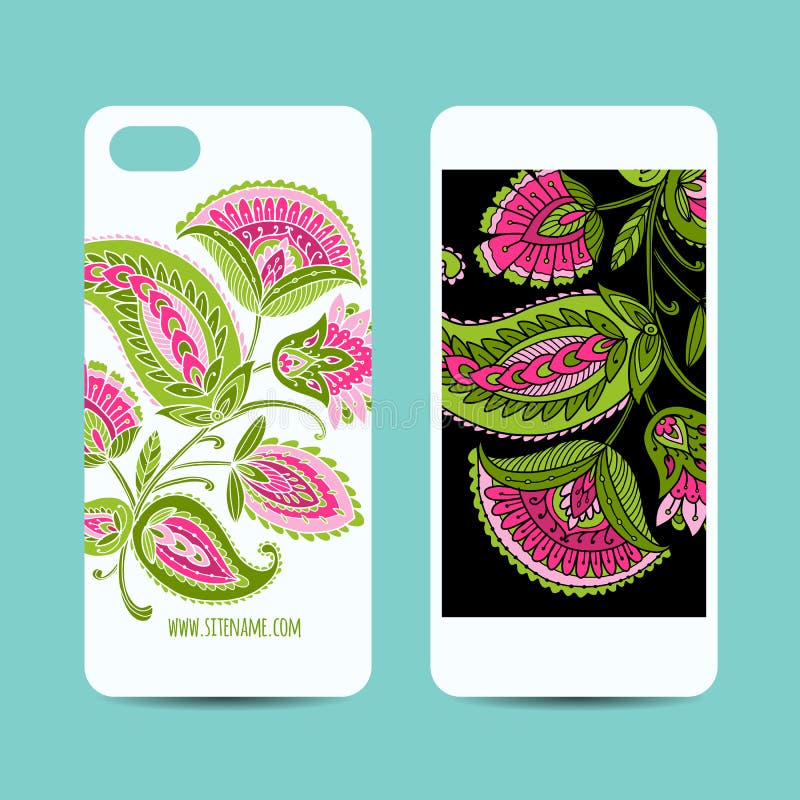 Mobile Phone Cover Design, Floral Background Stock Vector ...