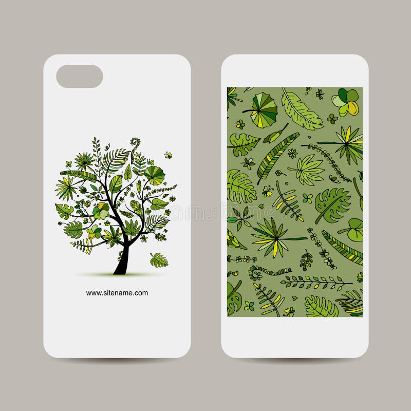 Mobile Phone Cover Design. Tropical Tree Sketch Stock Vector ...