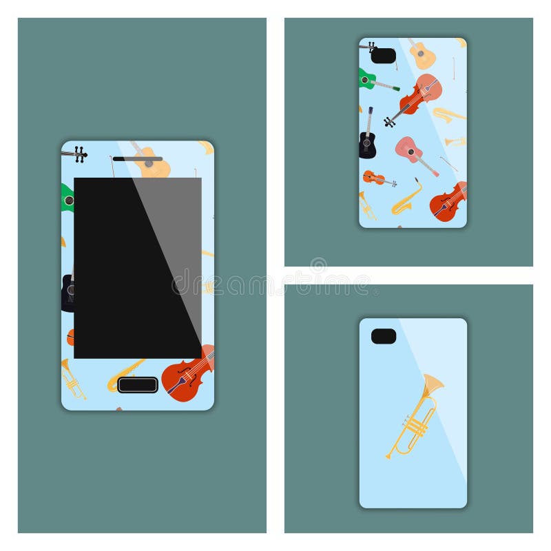 Mobile Phone Cover with Musical Instruments Stock Vector - Illustration ...