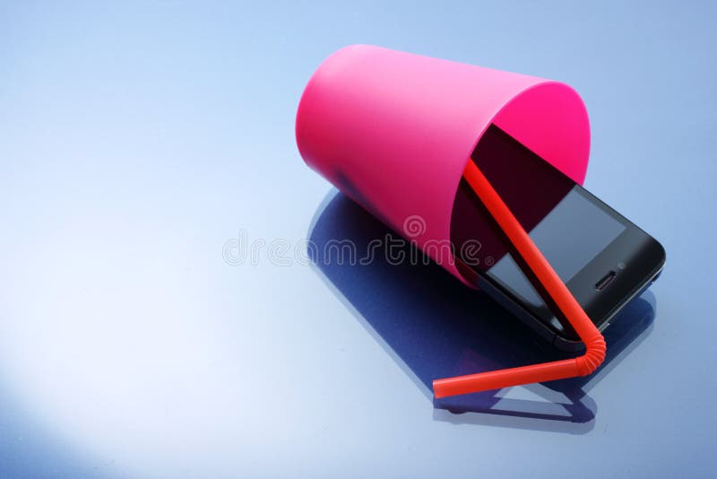 Mobile Phone and Cup stock image. Image of thirst, wireless - 155347397