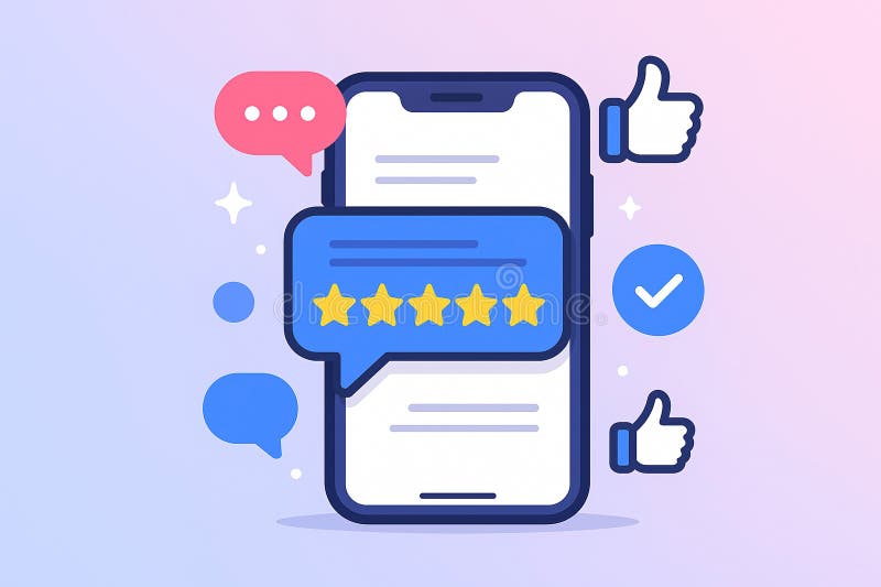 Mobile Phone Customer Feedback and Review Illustration Showing Five ...