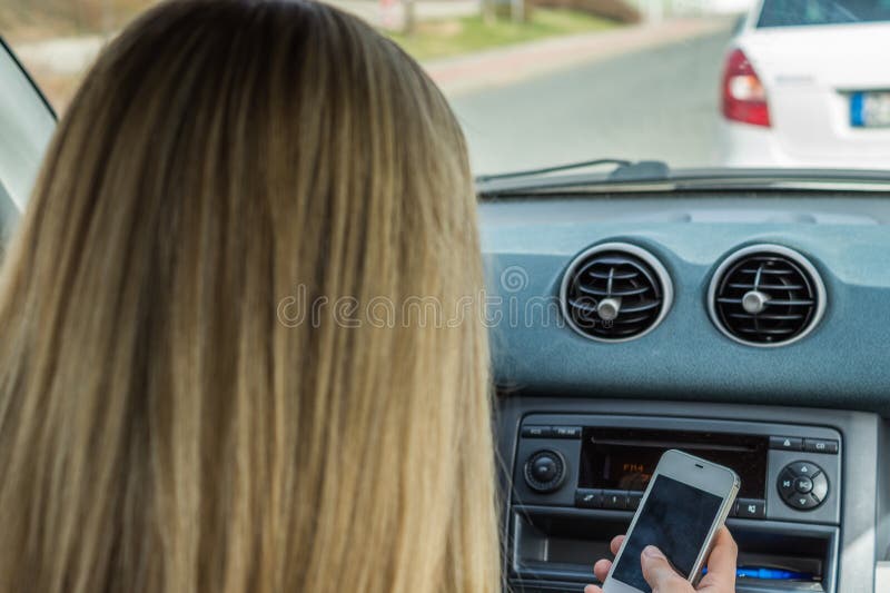 Mobile Phone Dangerous in Road Traffic Stock Image - Image of girl ...