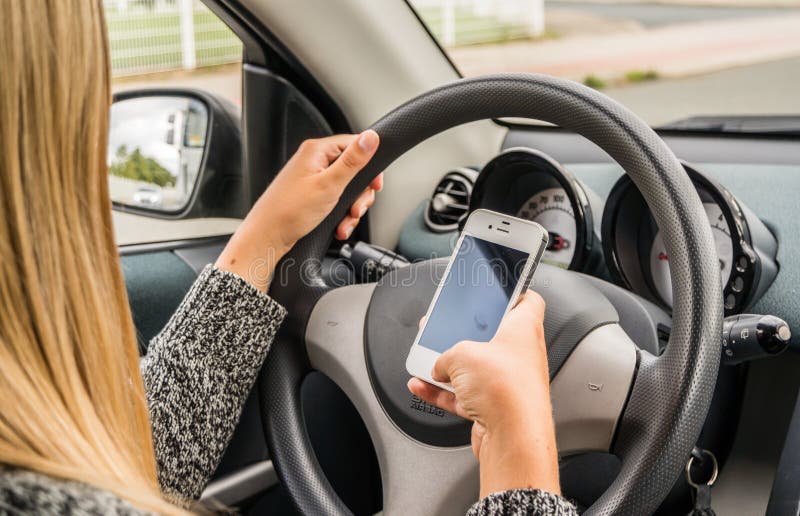 Mobile Phone Dangerous in the Traffic Stock Image - Image of auto ...