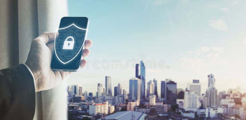 Mobile Phone Data Security and Internet Safety Technology Stock Photo ...