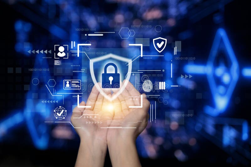 Mobile Phone Digital Security Shield Icon Surrounded by Various Cyber ...