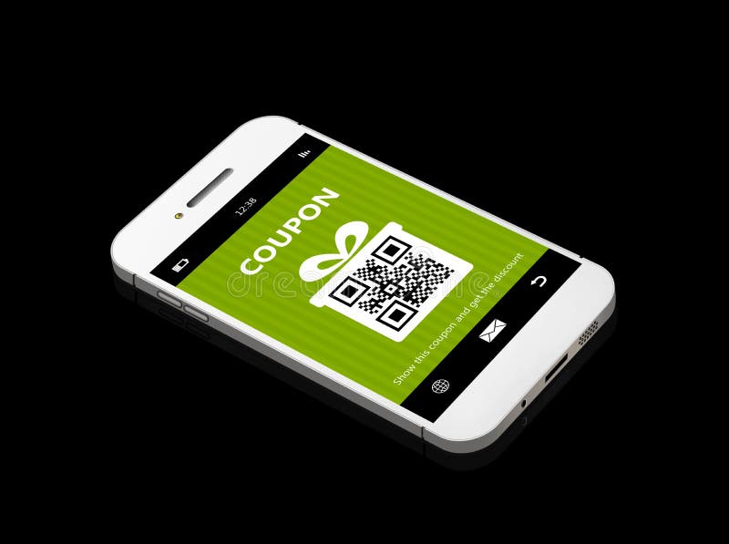 Mobile Phone with Discount Coupon Lying on Table Stock Illustration ...