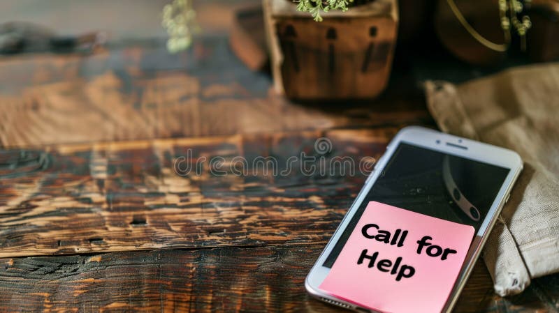 Mobile Phone Displaying a Call for Help Against Domestic Violence. the ...
