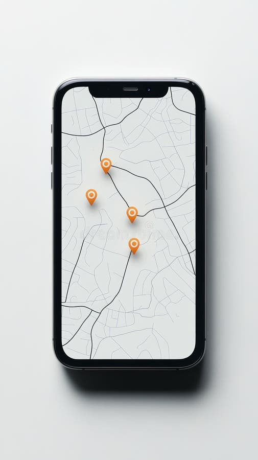 Smartphone Displaying City Map Orange Location Pin Ai Generated Stock ...