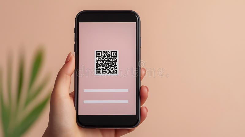 Mobile Phone Displaying QR Code for Online Registration Stock ...