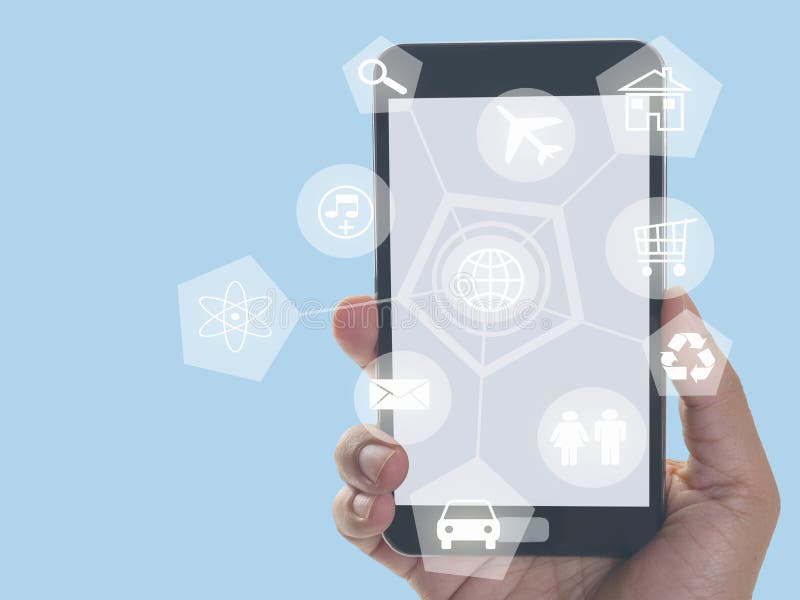 Mobile Phone and Dots Online Communication Network. Stock Image - Image ...