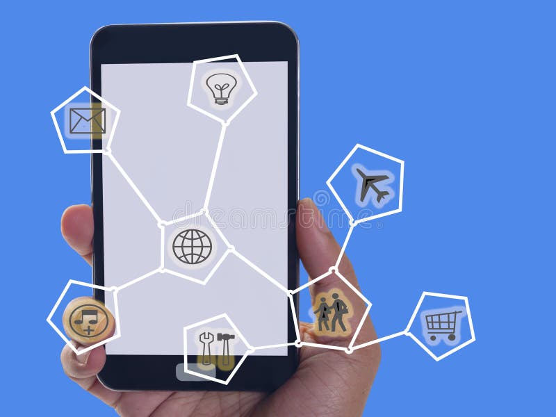 Mobile Phone and Dots Online Communication Network Stock Image - Image ...