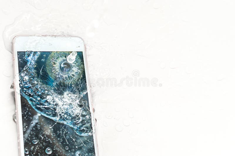 Smartphone Dropped into the Sink Under the Water. Concept Mobile Phone ...