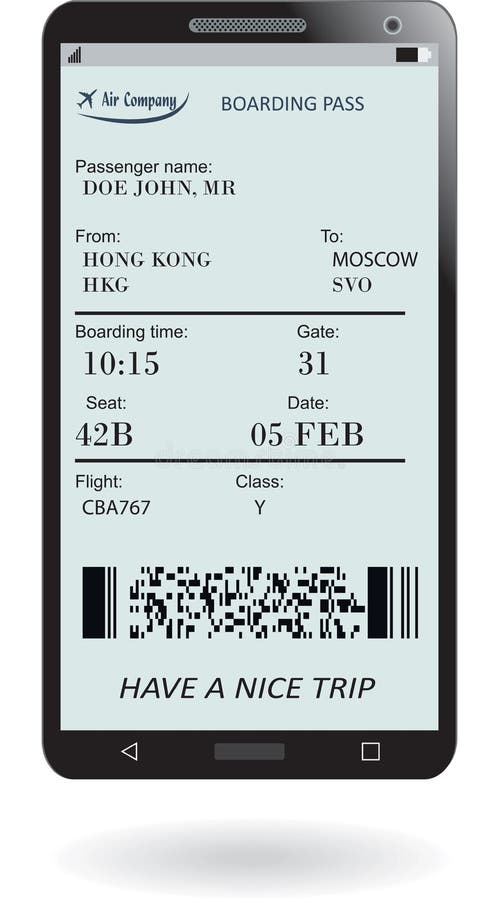 Mobile Phone with Electronic Boarding Pass Ticket Stock Vector ...