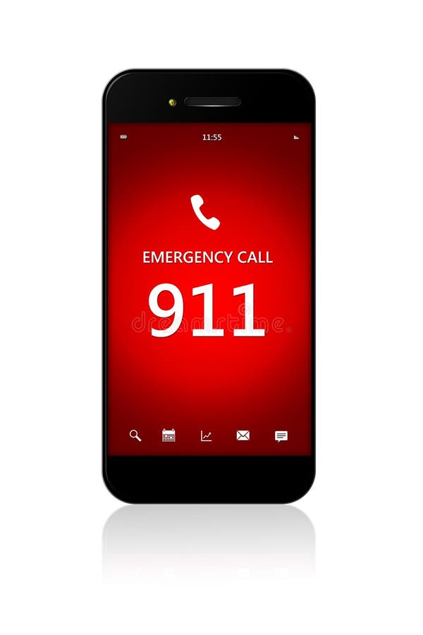 Mobile Phone with Emergency Number 911 Over White Stock Illustration ...