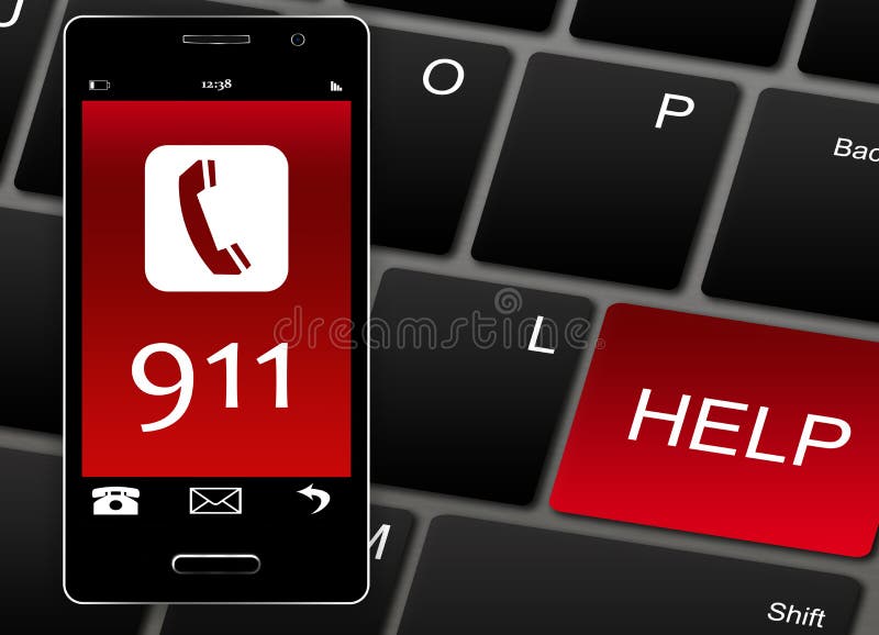 Mobile Phone with 911 Emergency Number Over White Stock Image - Image ...